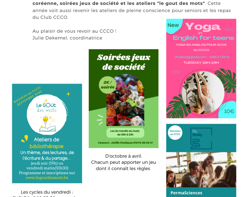 CCCO - Activités variées pour tout âge à Woluwe-Saint-Pierre